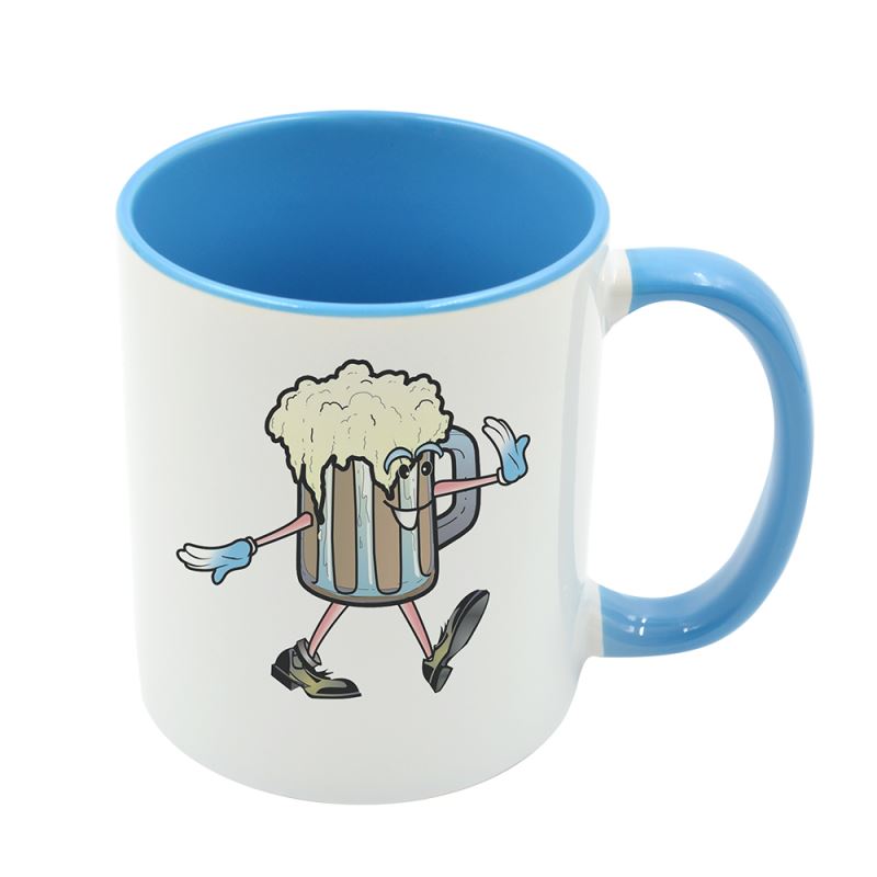 11oz Blue Dino Coated coloured inner mug – SubliBlanks Ltd